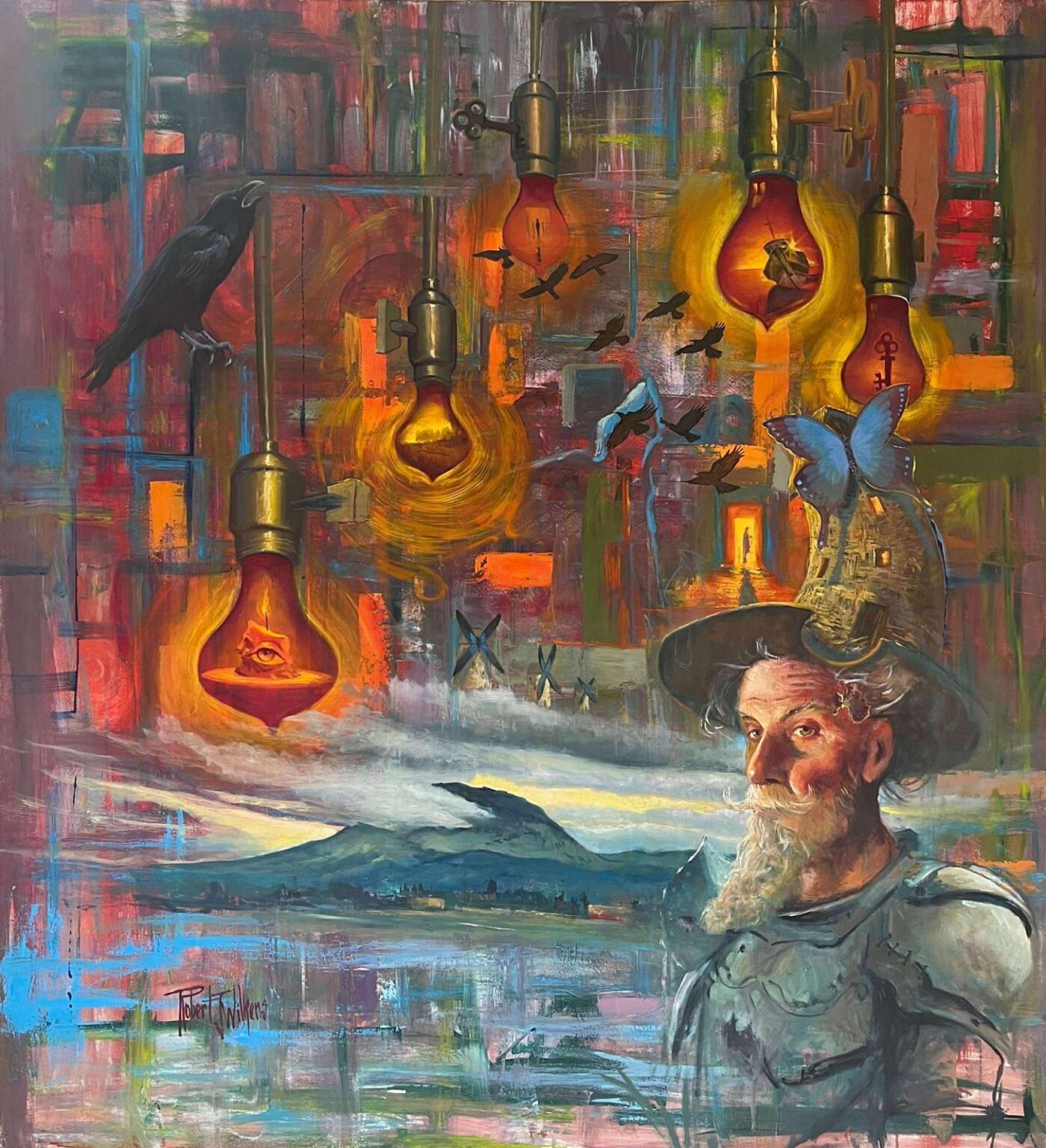 The Contrast of Don Quijote and Edison - Robert Wilkens - 59" x 54 ...