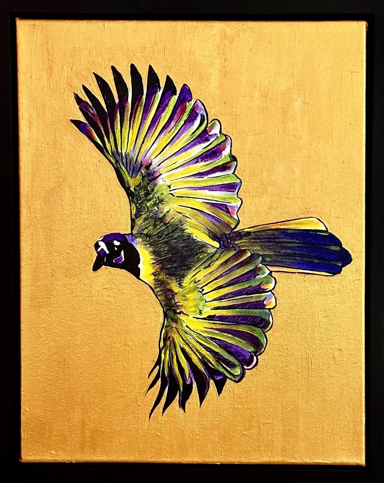 Green Jay - Jose Antonio Ayala - 15.5” x 12.5” - Acrylic on Canvas ...